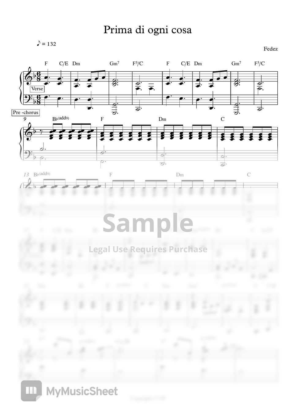 Fedez - Prima di ogni cosa (spartito pianoforte) Sheets by Francesco ...