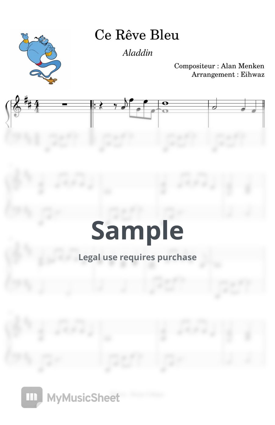 Alan Menken - Ce Rêve Bleu - Aladdin - A Whole New World Sheets by ...
