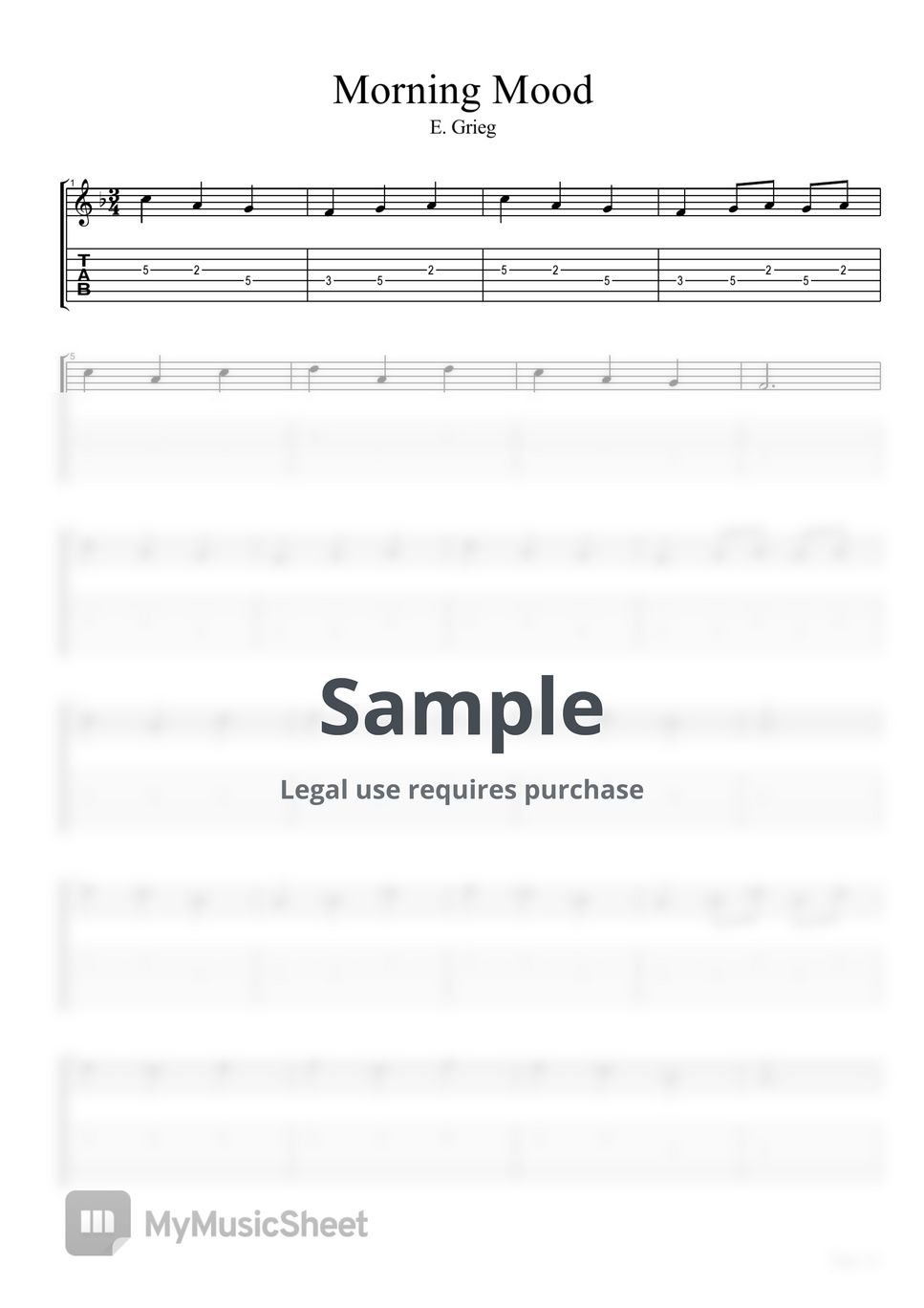 Edvard Grieg - Morning Mood Sheets by Marco Vitali