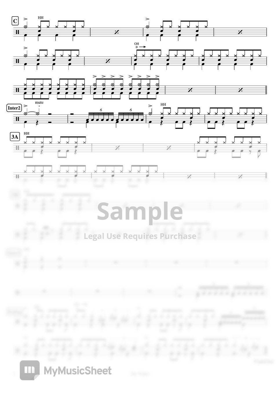 The Beatles - Day Tripper 악보 by Cookai's J-pop Drum sheet music!!!