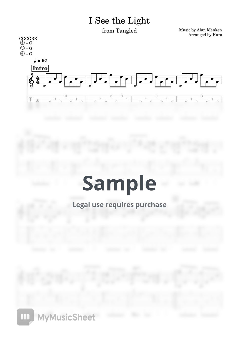 Alan Menken - I See the Light 악보 by Kuro