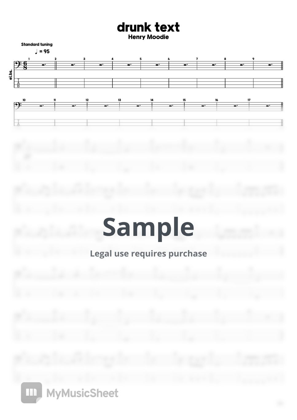 Henry Moodie - drunk text TAB+1 Staff by BassBlur