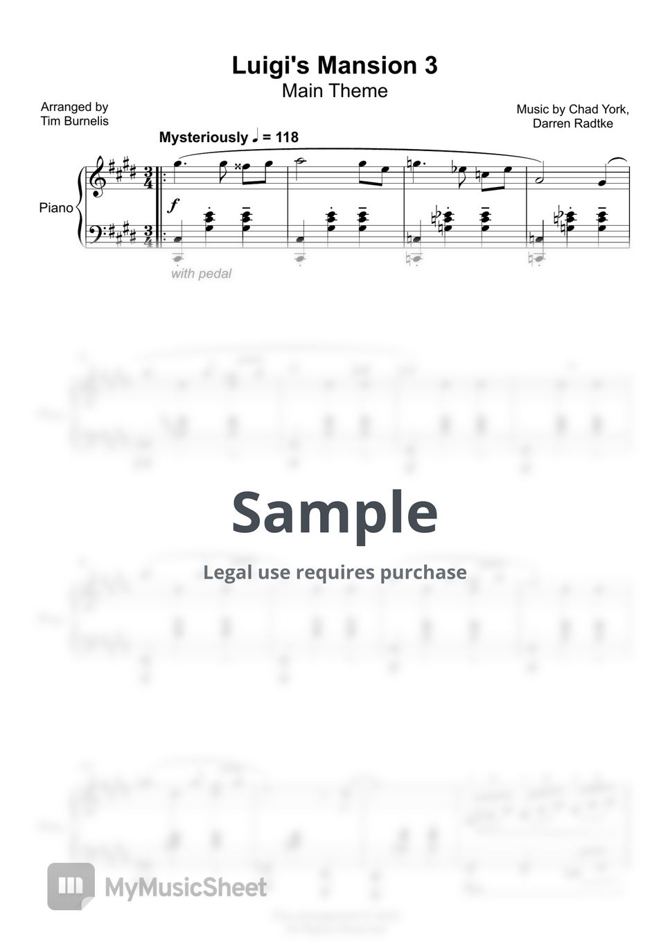 Luigi's Mansion 3 - Main Theme Sheets by Tim Burnelis