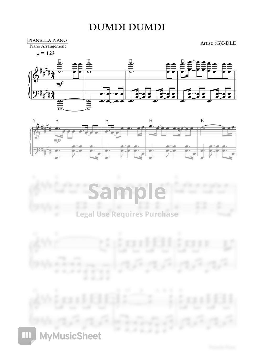 (G)I-DLE - DUMDi DUMDi (Piano Sheet) 악보 by Pianella Piano