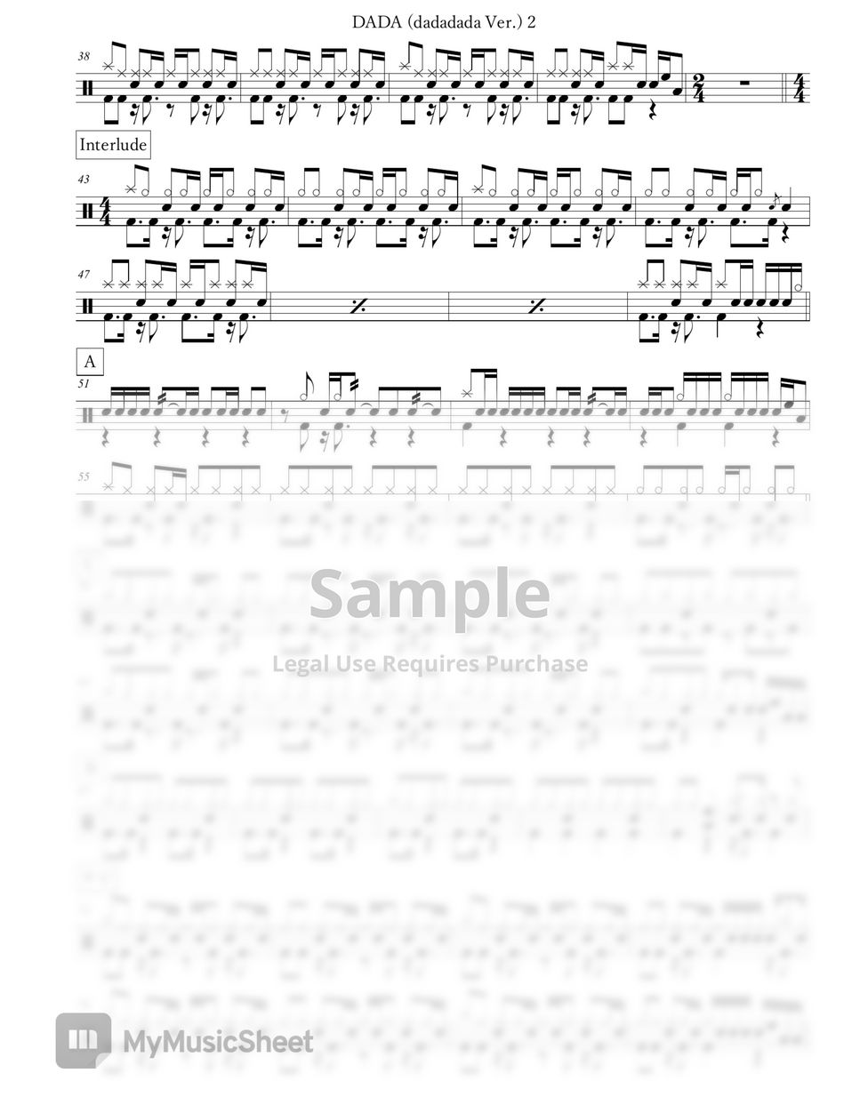 RADWIMPS - DADA (dadadada Ver.) Sheets by Arkadia Drums