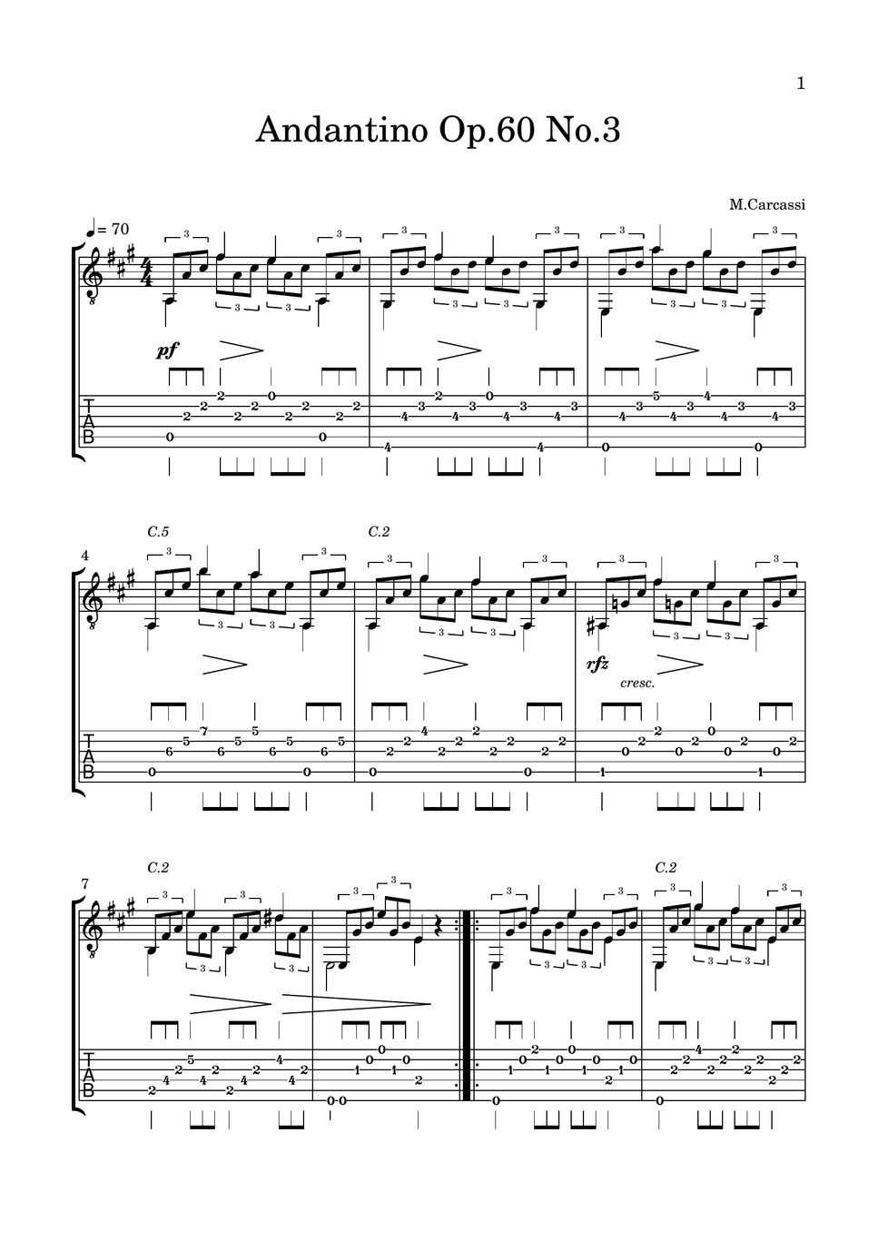Matteo Carcassi - Op.60 No.3 (Andantino) Tab + 1staff by LemonTree