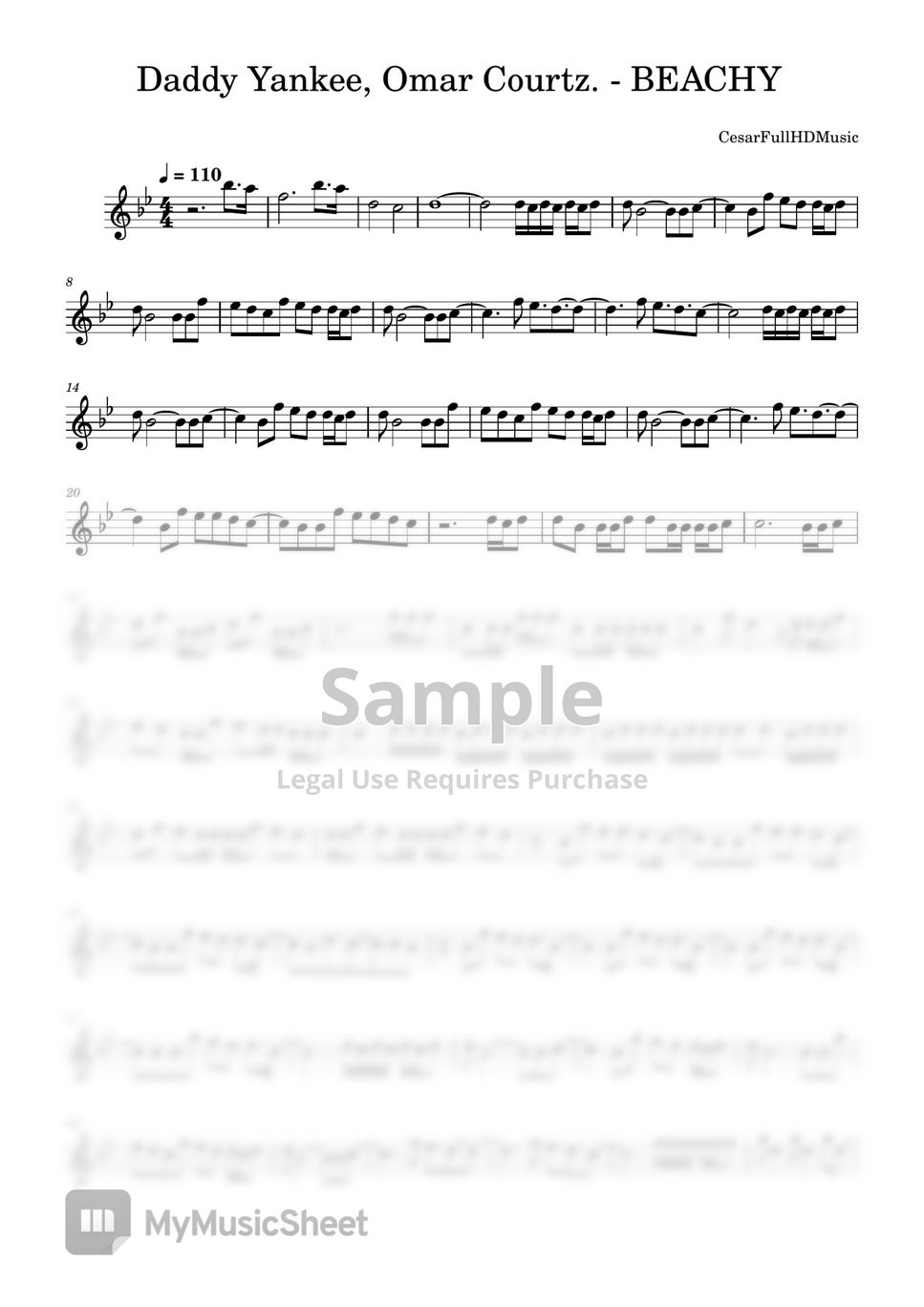 Daddy Yankee, Omar Courtz - BEACHY Sheet Music