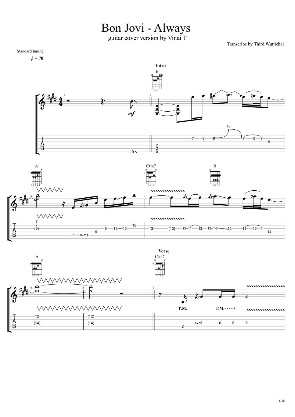 Bon Jovi - Always Tab + 1staff by Vinai T