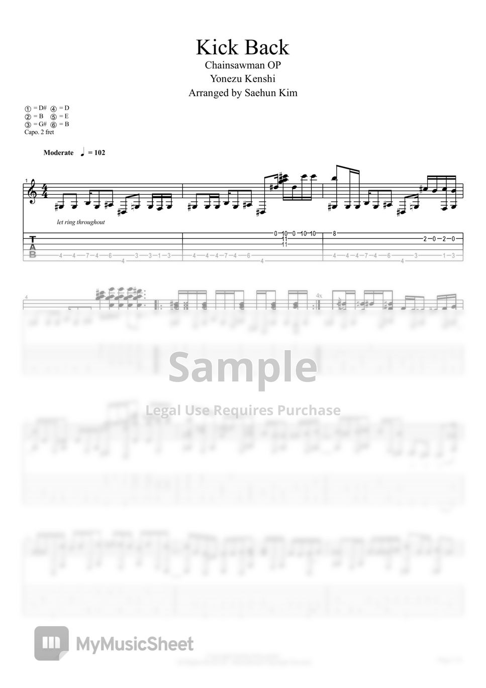 요네즈 켄시 - Kick back 악보 by 김세훈