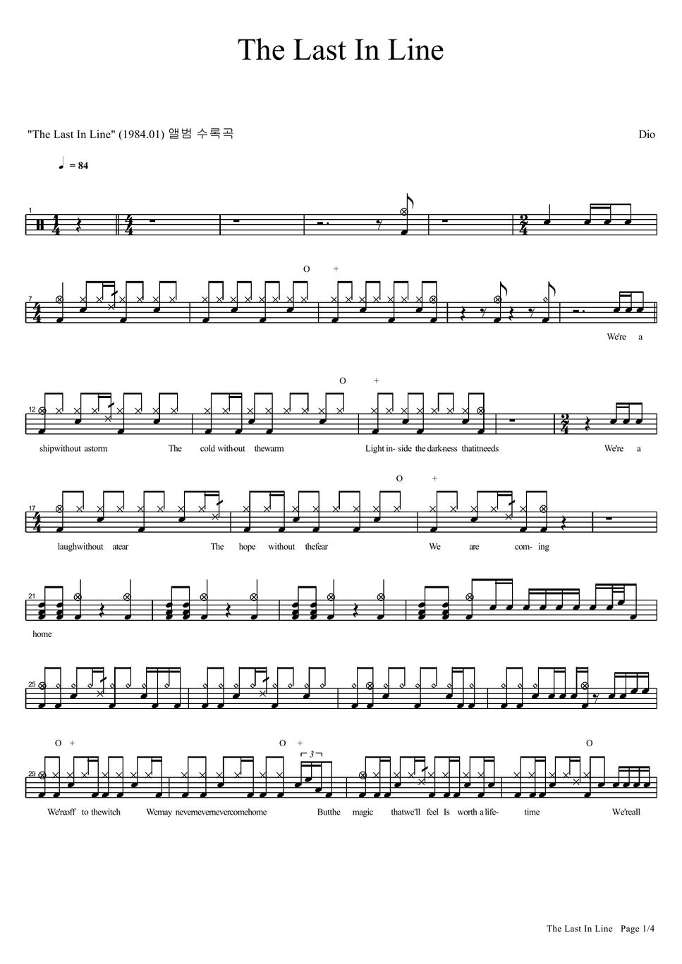 Dio - The Last In Line Sheet by COPYDRUM