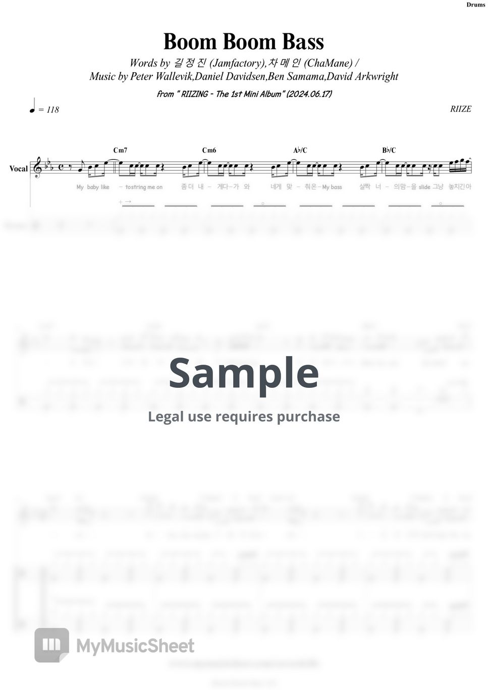 RIIZE - Boom Boom Bass Sheets by COVER SKILLS