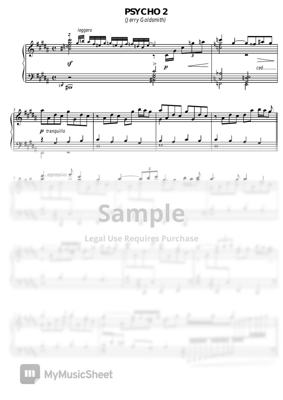 Psycho 2 (Jerry Goldsmith) Психо 2 Sheet Music