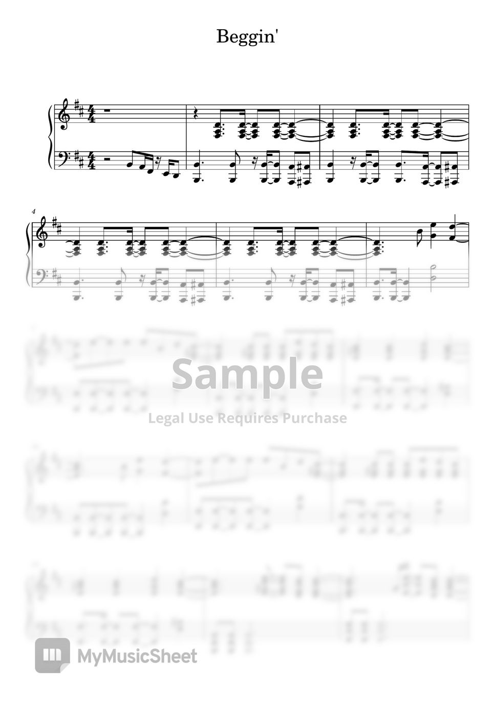 Måneskin - Beggin 악보 by Piano Go Life