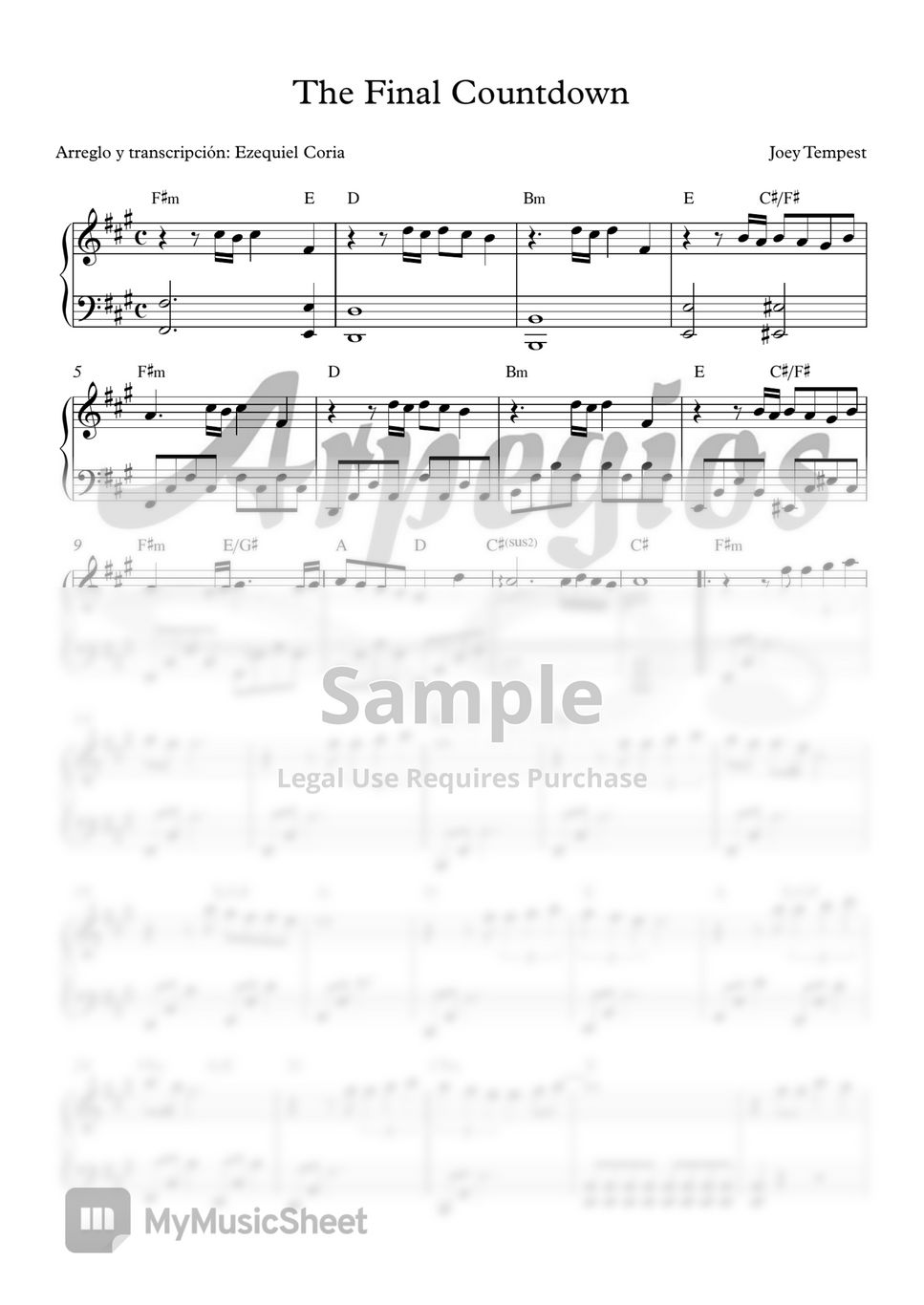 Joey Tempest - The Final Countdown Sheets by Ezequiel Coria