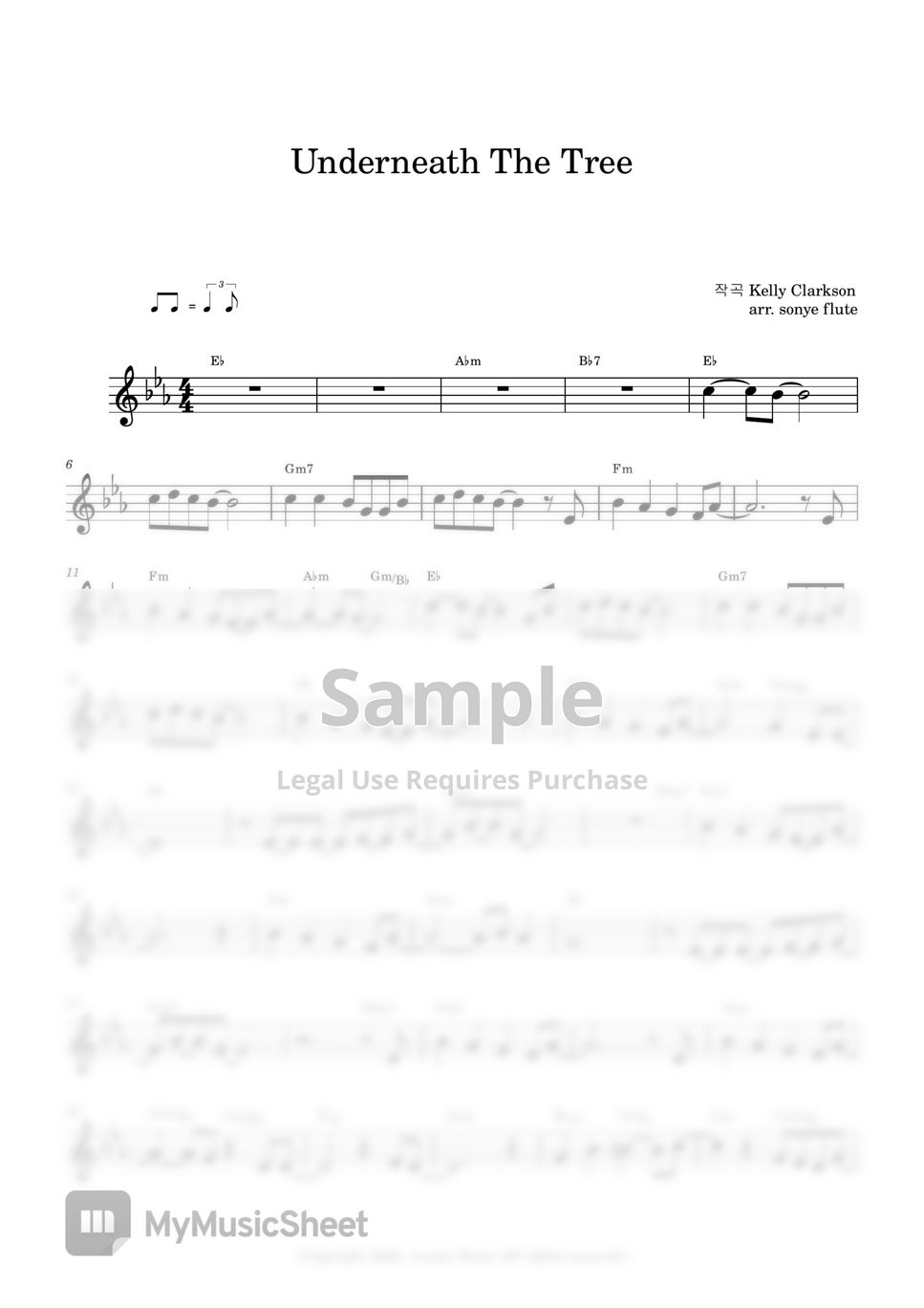 Kelly Clarkson - Underneath The Tree Bladmuziek by sonye flute