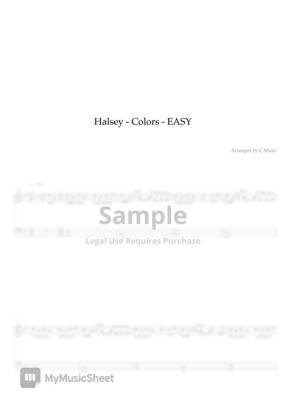 Halsey - Colors (Easy Version) Sheet Music by C Music