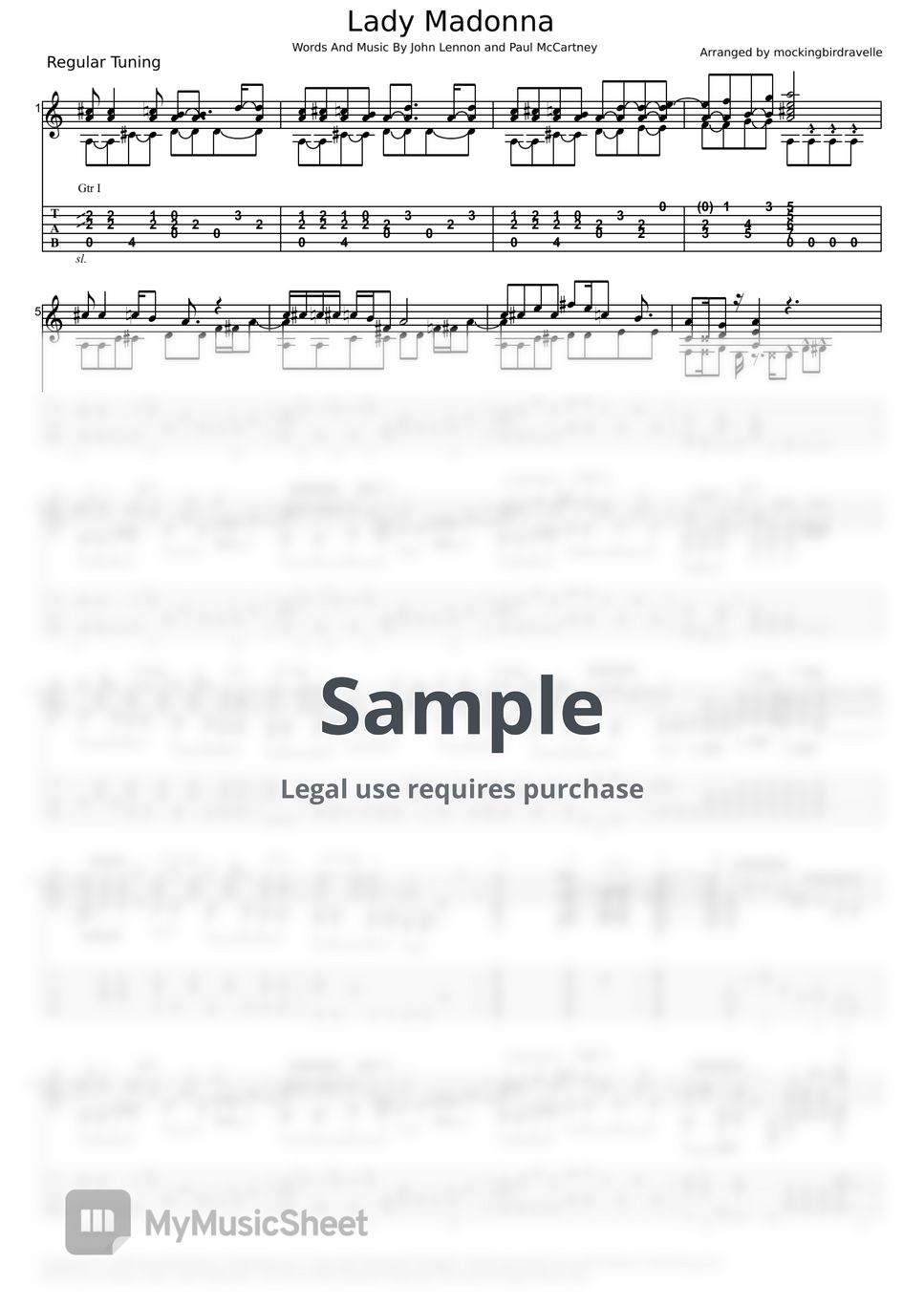 John Lennon Paul McCartney - Lady Madonna Sheet Music by mockingbirdravelle