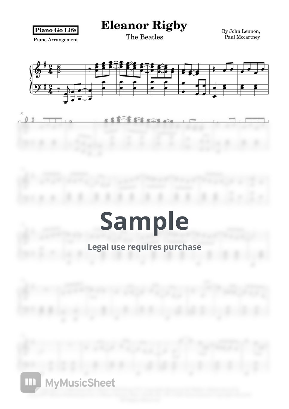 The Beatles - Eleanor Rigby 악보 by Piano Go Life