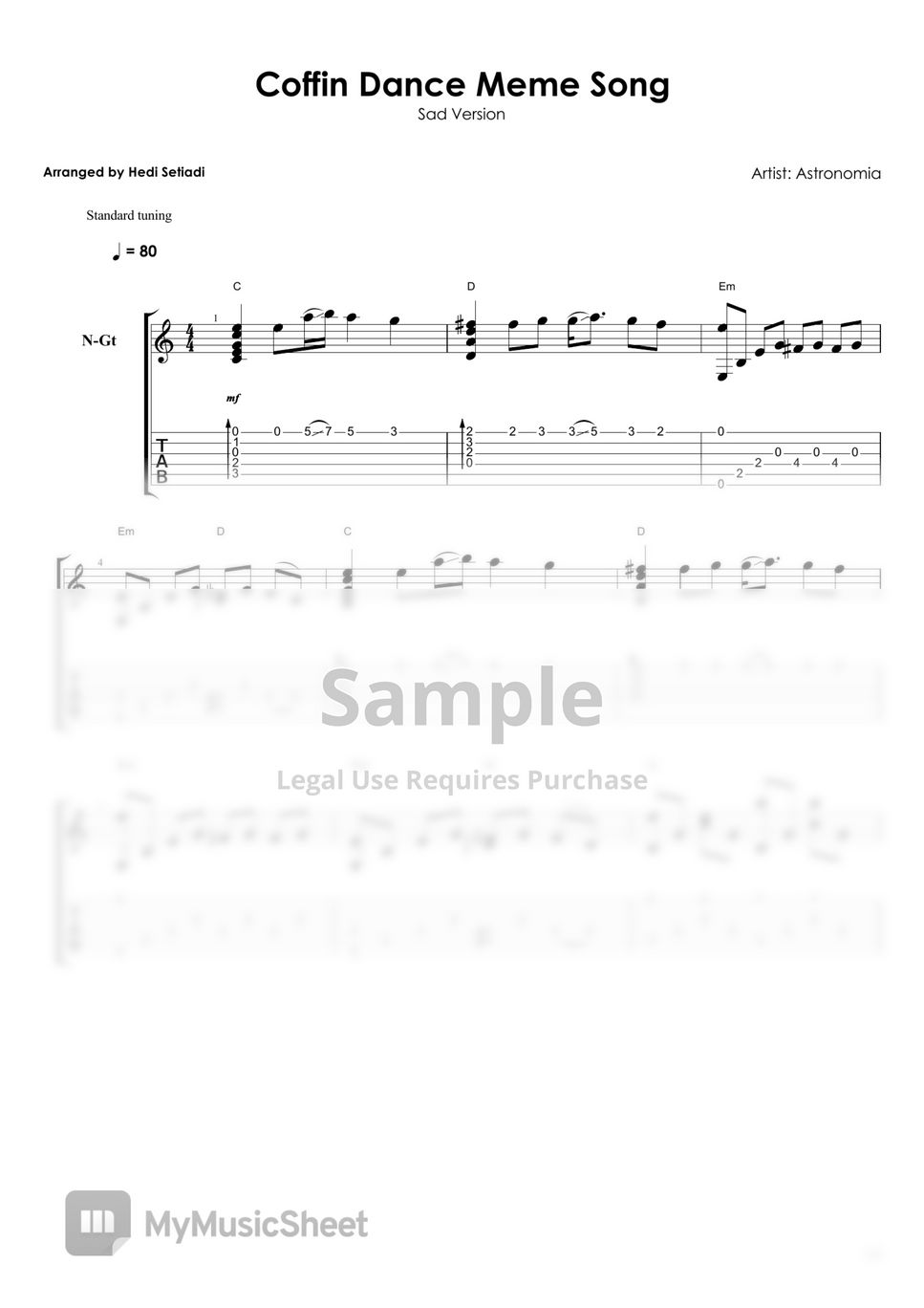 Astronomia - Coffin Dance Meme Song (Sad Version) Bladmuziek by Hedi ...