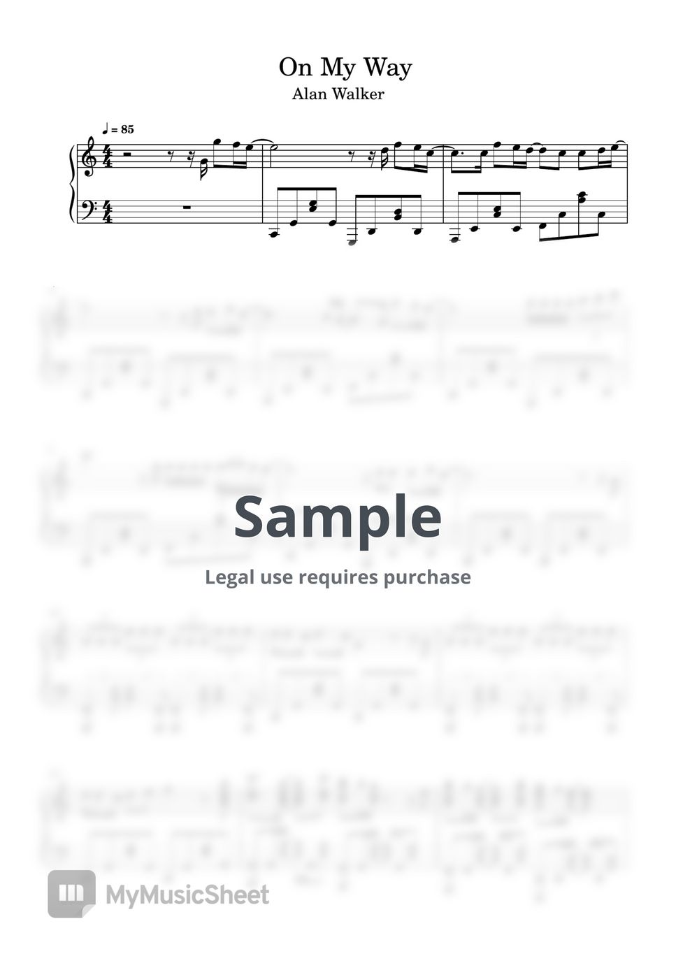 Alan Walker - On my way - Alan Walker Sheets by Alan Walker