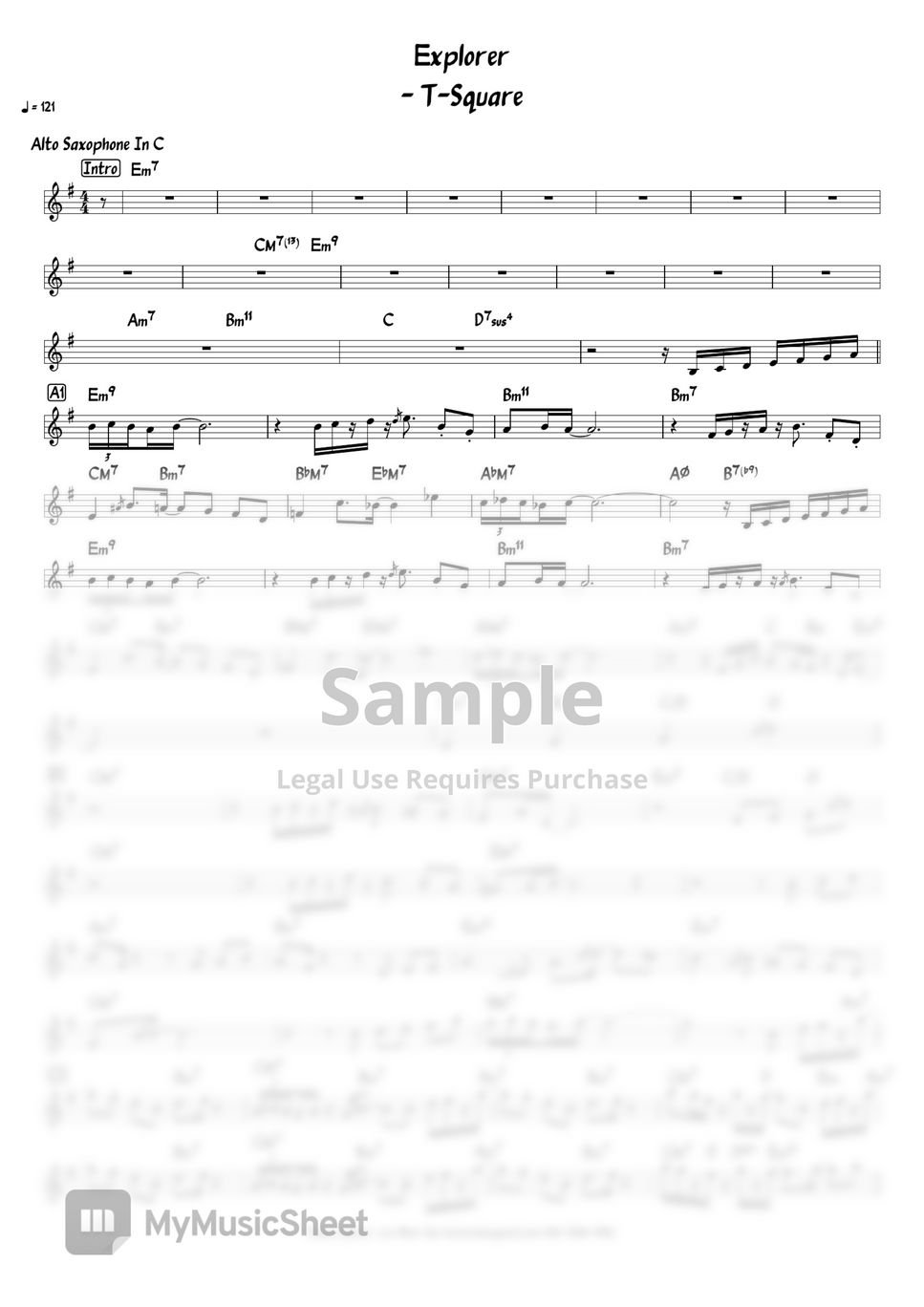 T-Square - Explorer (Eb 색소폰 악보입니다.) Sheet Music by 이원재