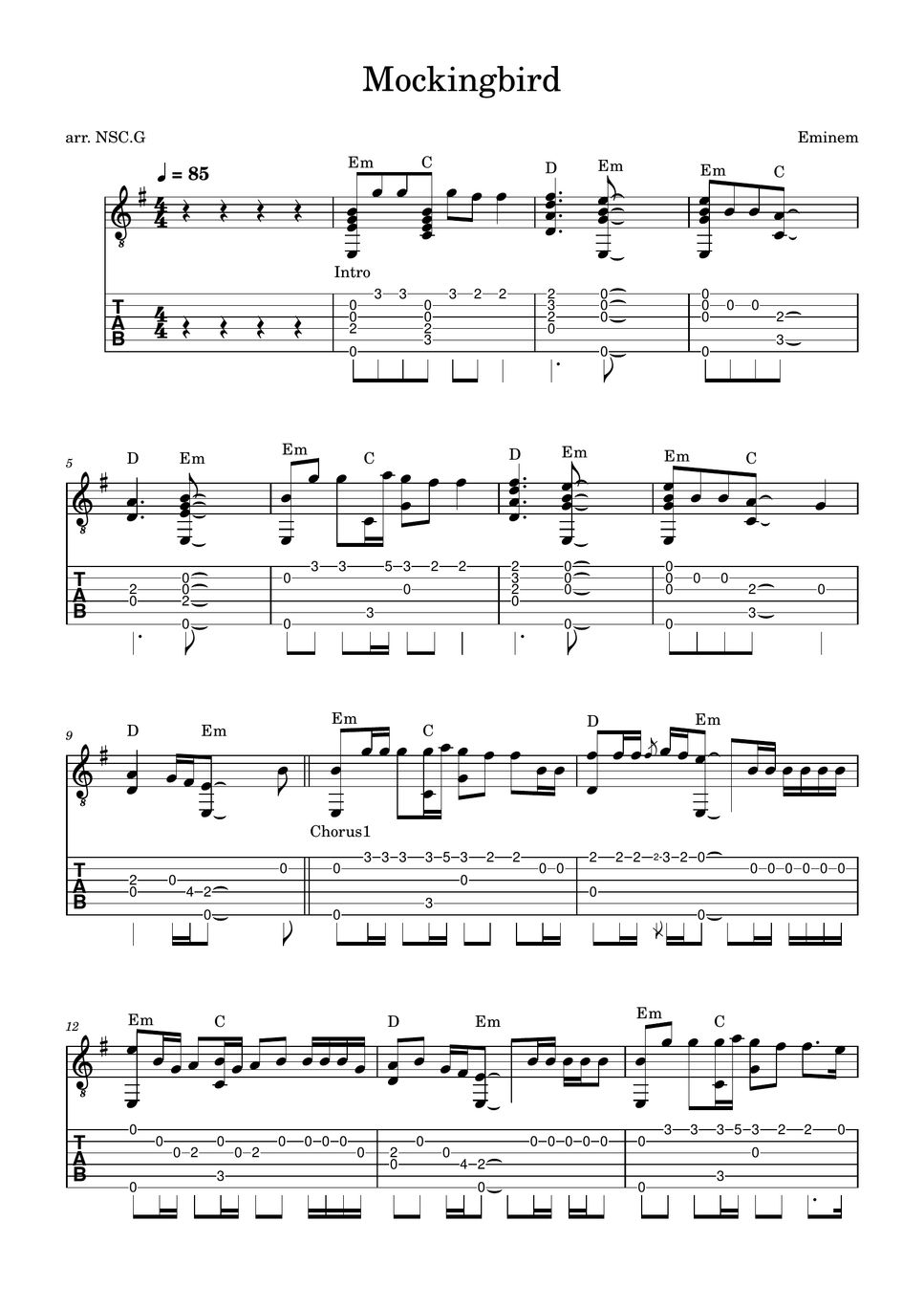 Mockingbird Guitar Chords