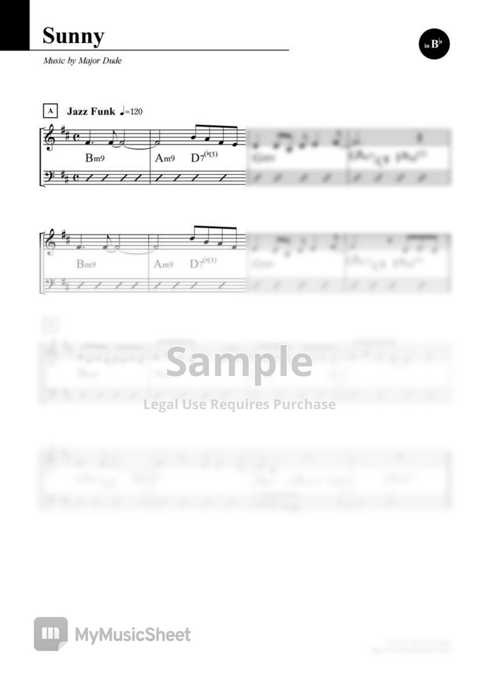 Bobby Hebb - Sunny inBb (Sheet Music) Sheets by YASUDA