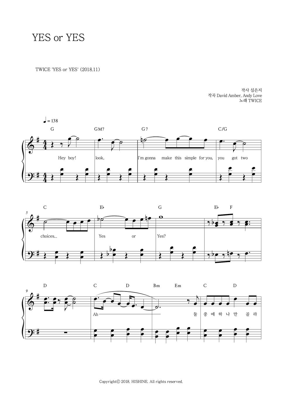 TWICE 'YES or YES' Easy Piano Sheet Music Sheets