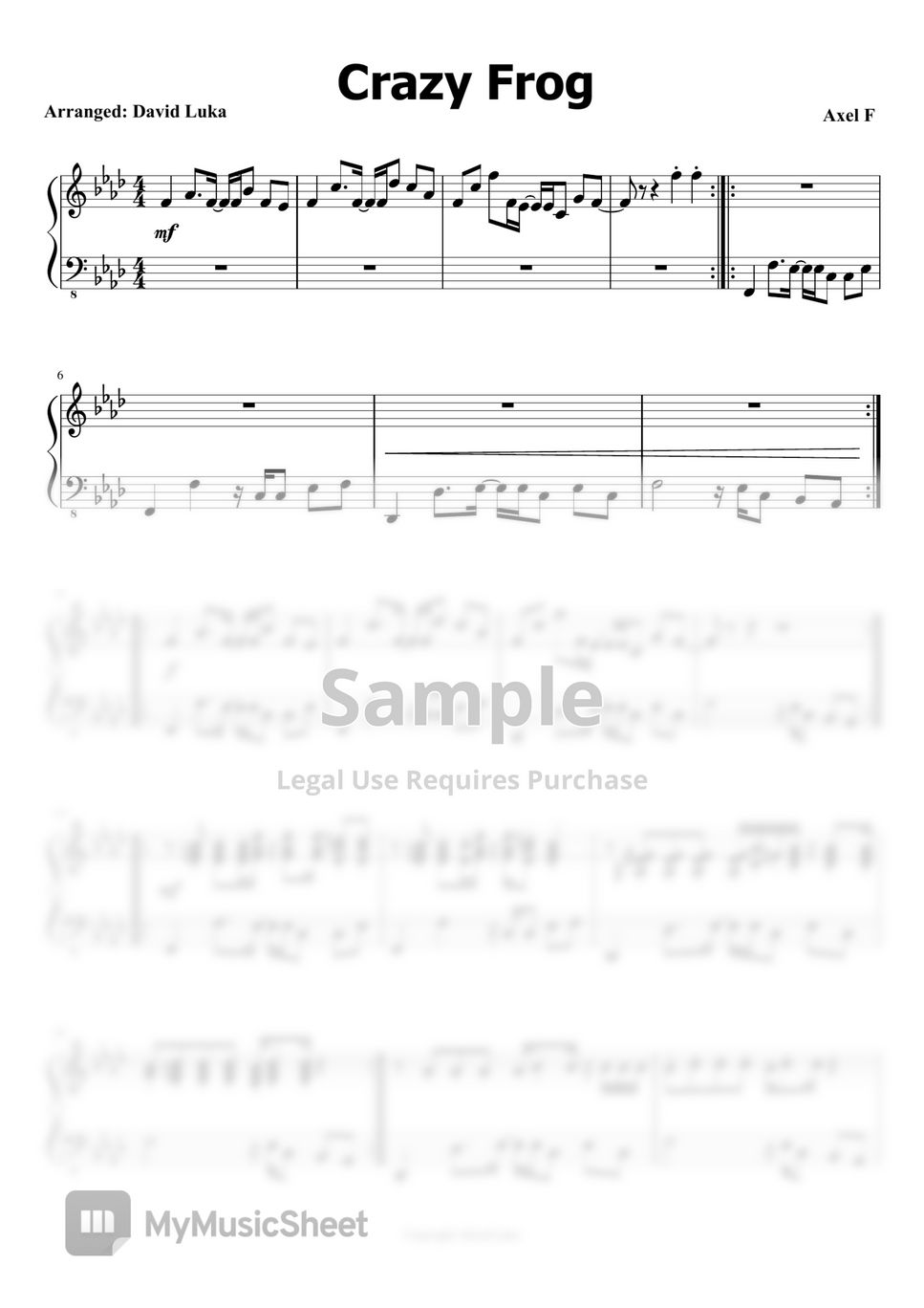 Crazy Frog theme Sheets by David Luka