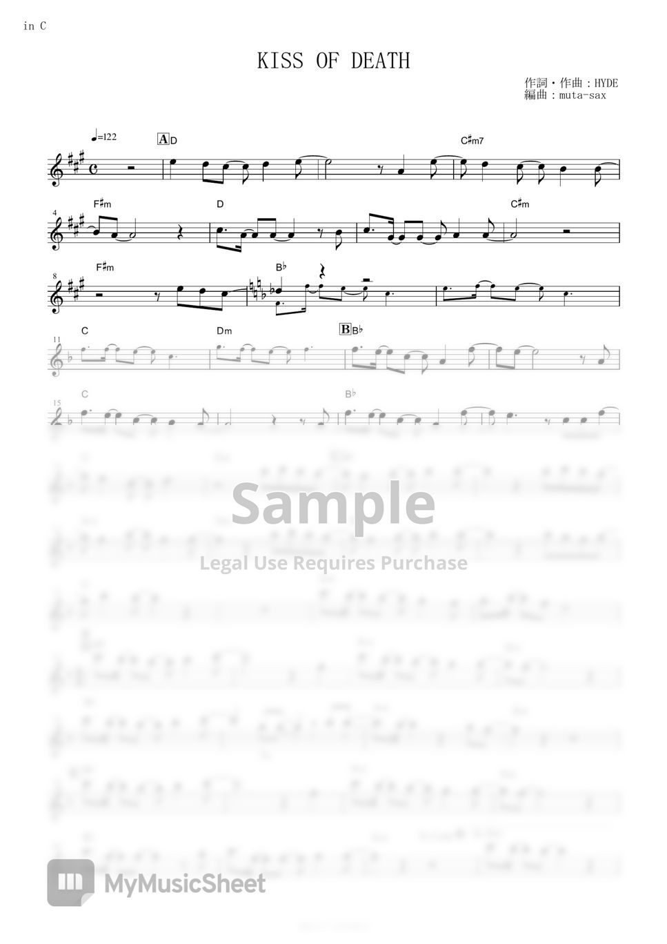 Mika Nakashima - KISS OF DEATH (DARLING in the FRANXX / in C) Sheets by ...