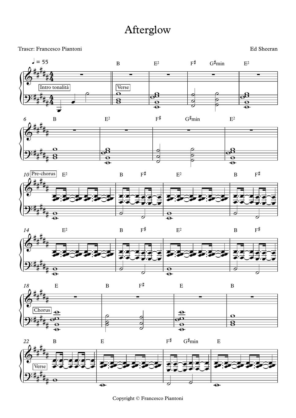 Afterglow (Ed Sheeran) Sheet by Francesco Piantoni