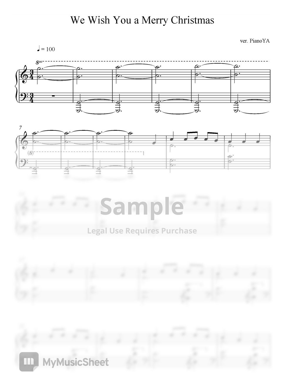 Christmas Carol - We Wish You a Merry Christmas 악보 by PianoYA