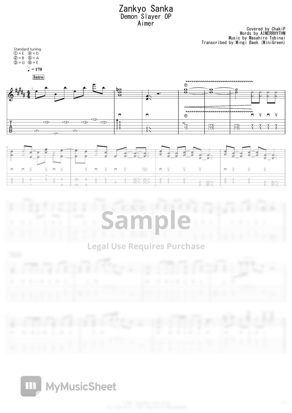 Demon Slayer : Kimetsu no Yaiba - Zankyo Sanka 악보 by ChakiP
