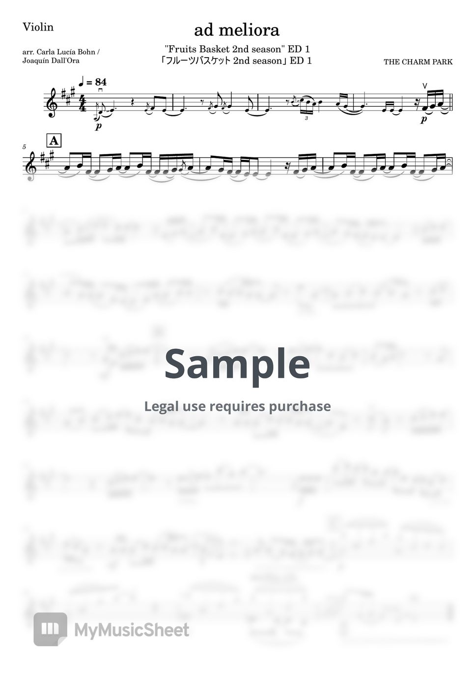 THE CHARM PARK - ad meliora | "Fruits Basket 2nd Season" ED 1 [Violin ...