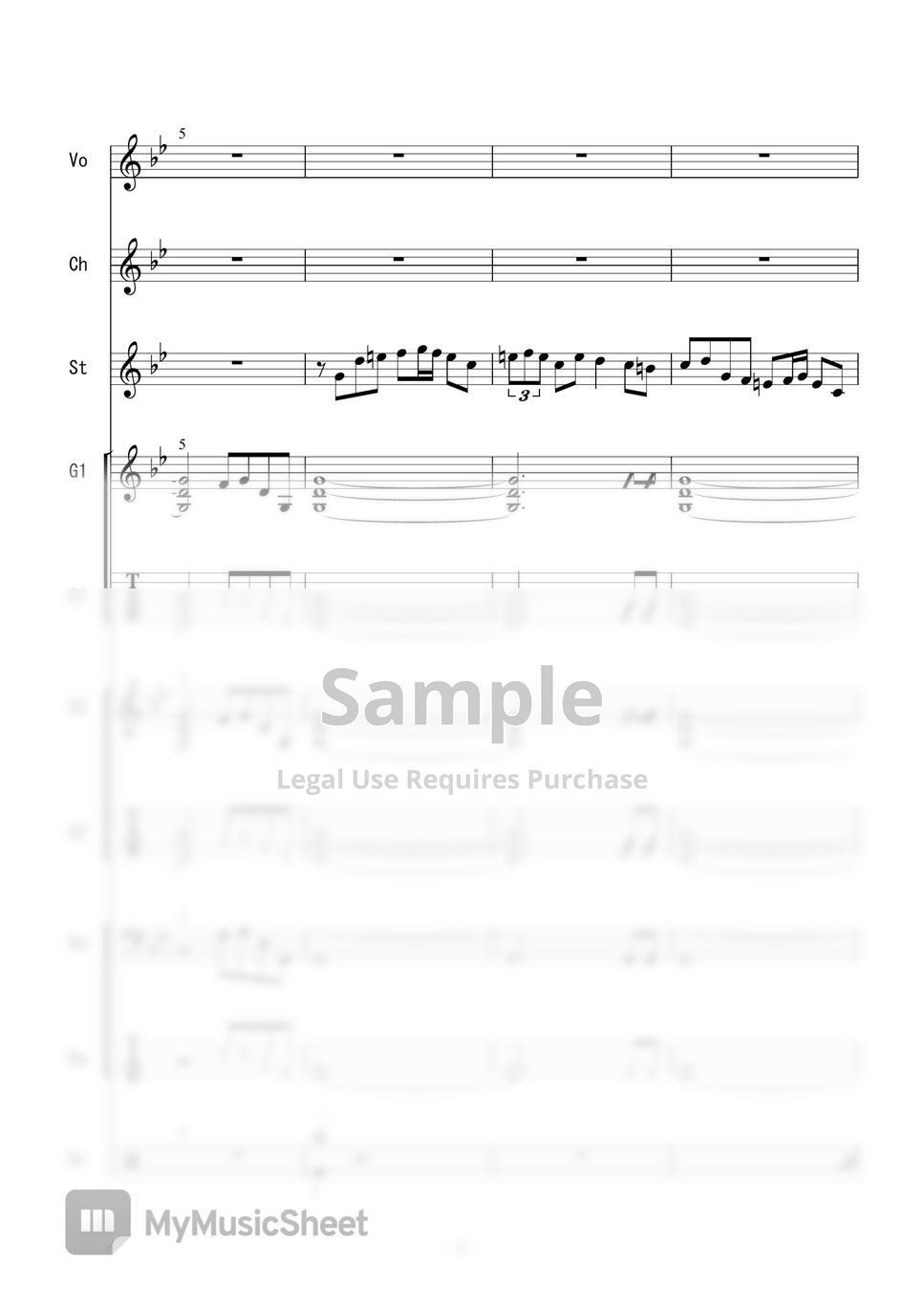 Morfonica - Daylight-デイライト- (バンドスコア) TAB + 1staff by 二次元楽譜製作所