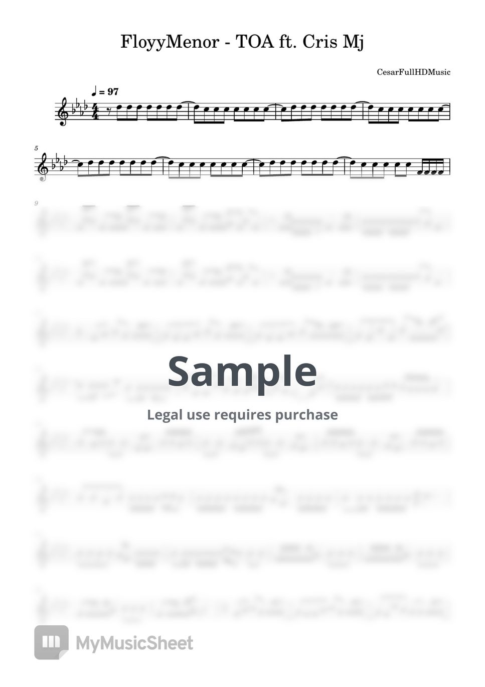 FloyyMenor ft. Cris Mj - TOA Sheet Music