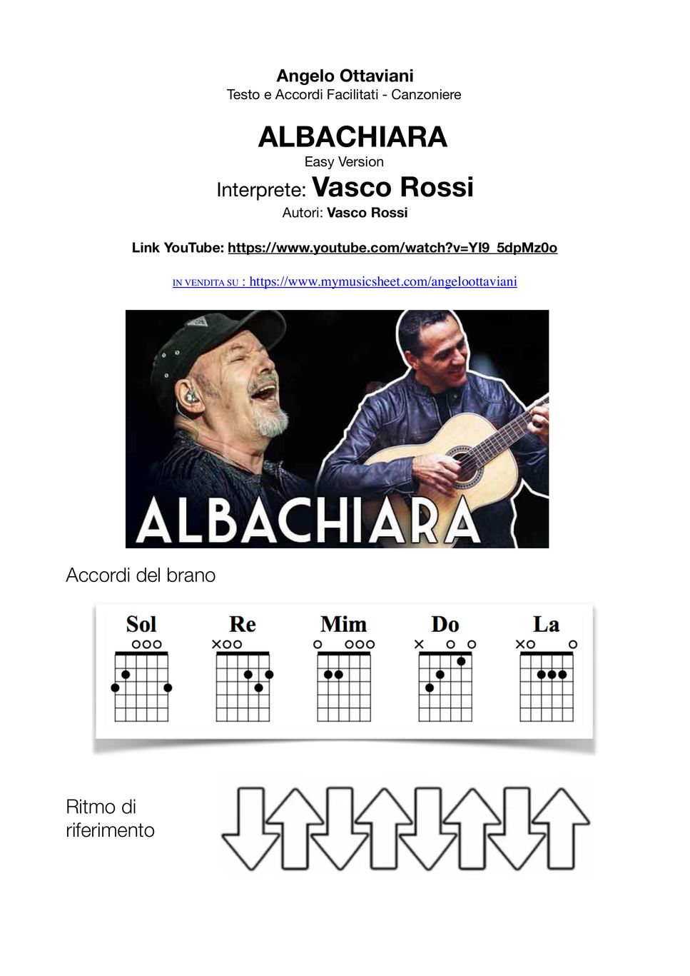 Vasco Rossi - Albachiara Sheet