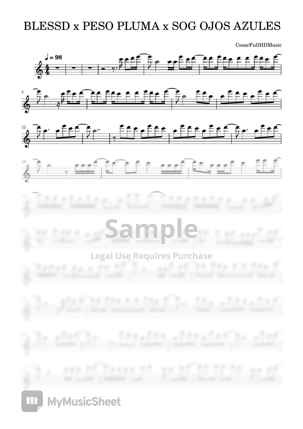 BLESSD x PESO PLUMA x SOG - OJOS AZULES Sheet Music