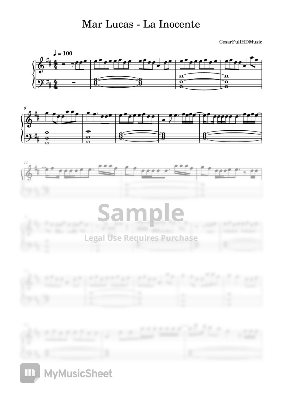 Mar Lucas - La Inocente Sheet Music