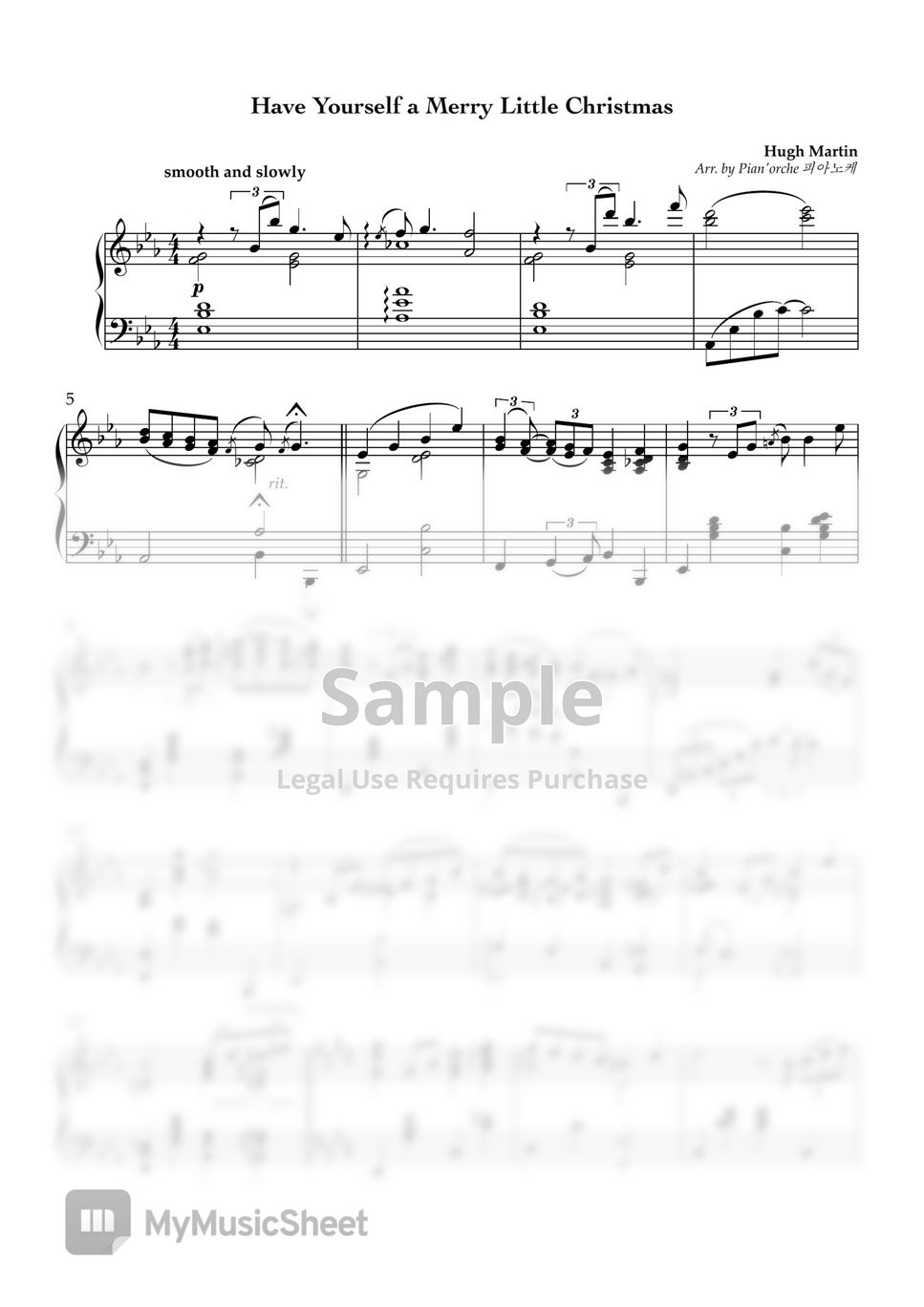 Hugh Martin - Have Yourself a Merry Little Christmas Sheets by Pian'orche