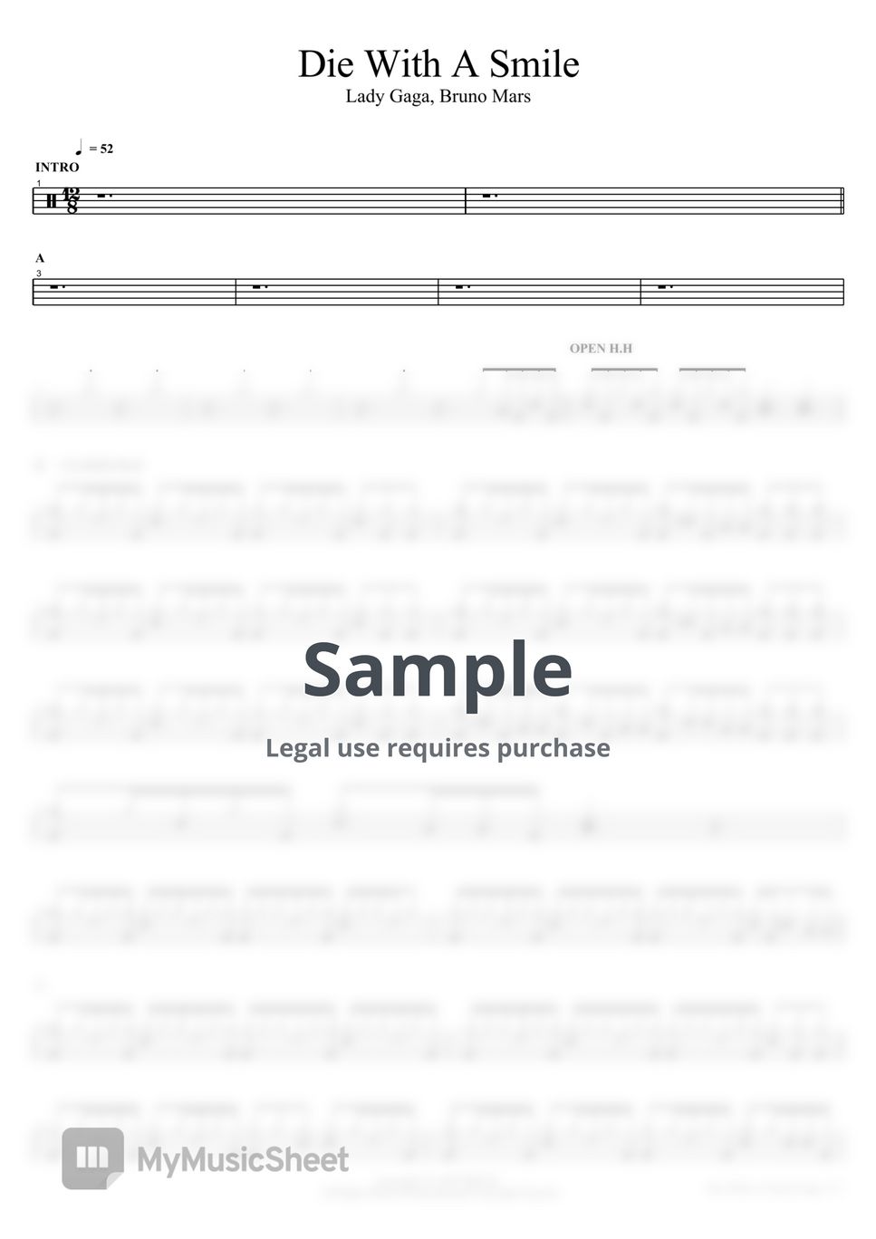Lady Gaga, Bruno Mars - Die With A Smile Sheets by COPYDRUM