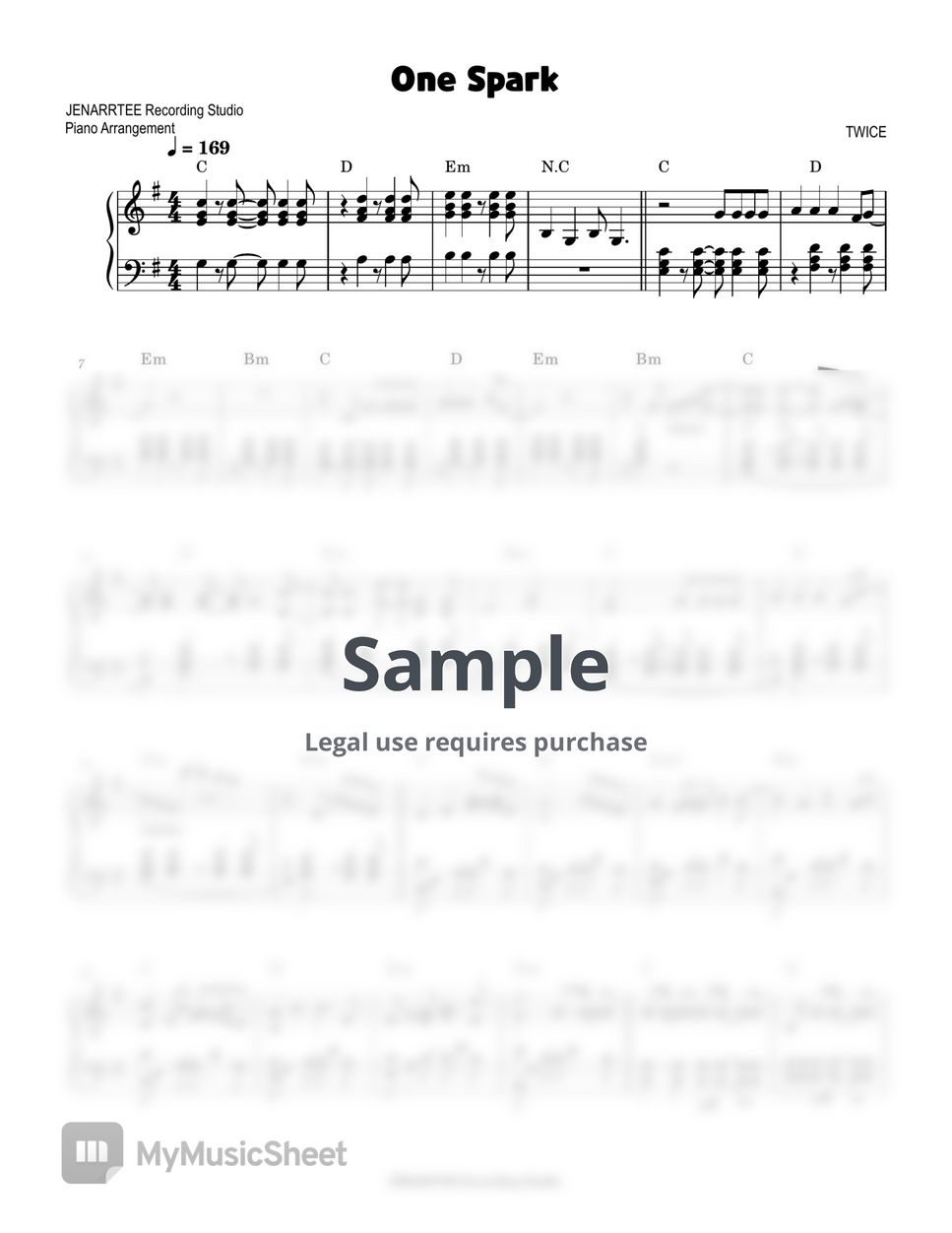 TWICE - ONE SPARK 악보 by JENARRTEE Recording Studio