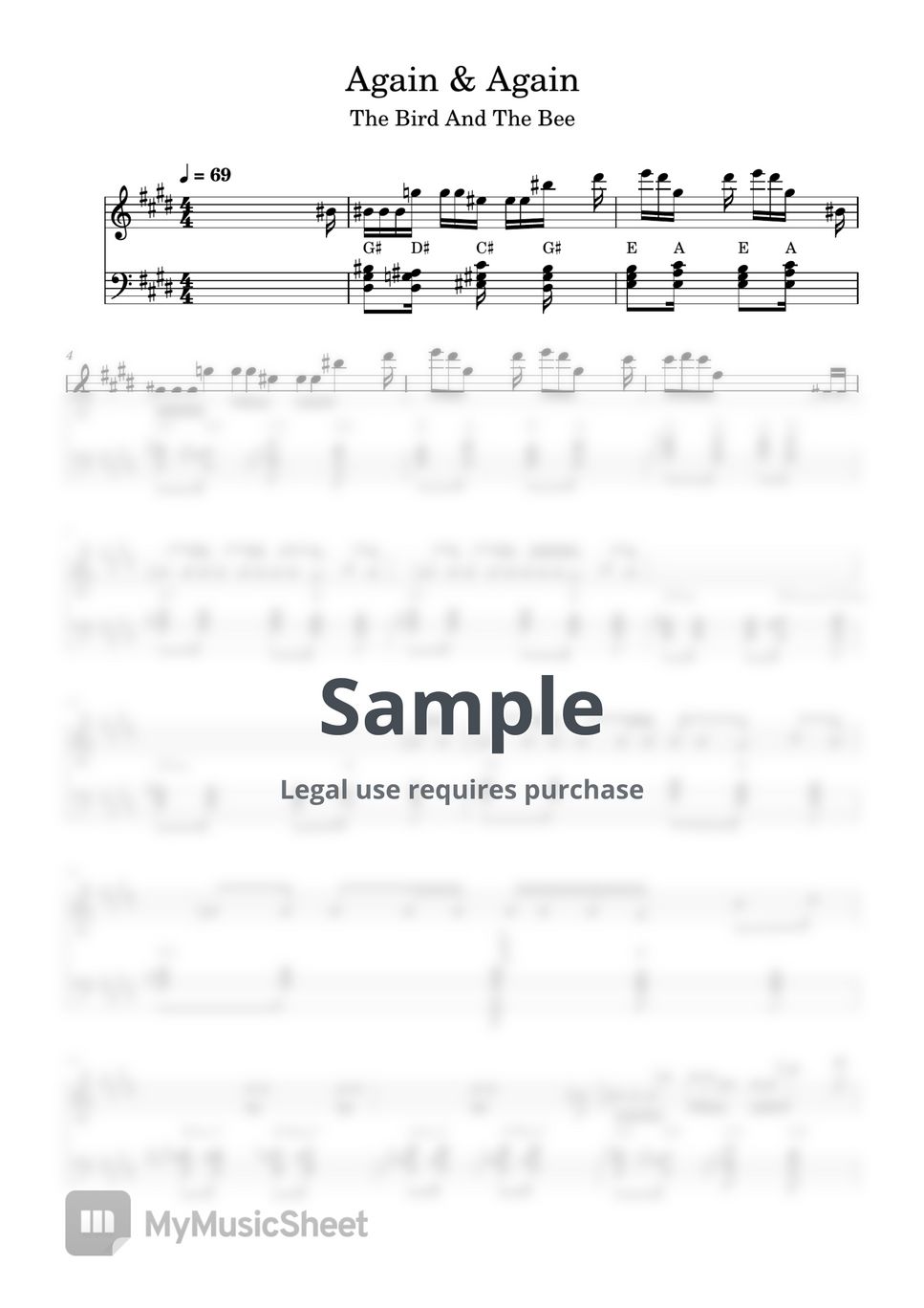 The Bird And The Bee - Again & Again Sheet Music by Will Adagio