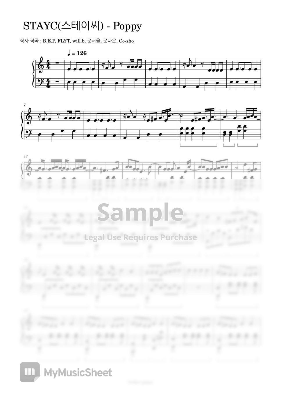 STAYC(스테이씨) - POPPY Sheet Music by bvibvi piano