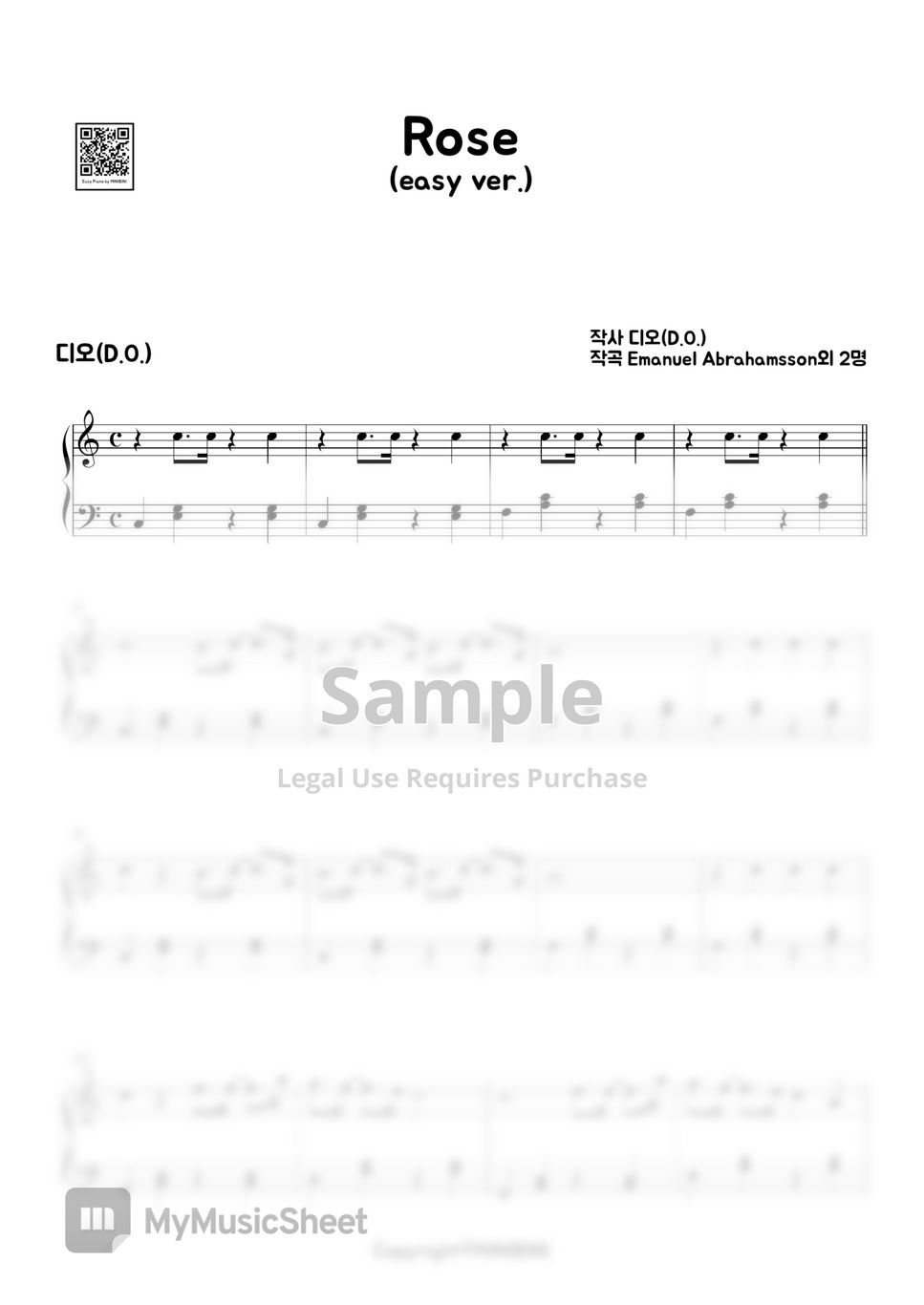 D.O. (디오) - Rose (Easy Version) Sheets by MINIBINI