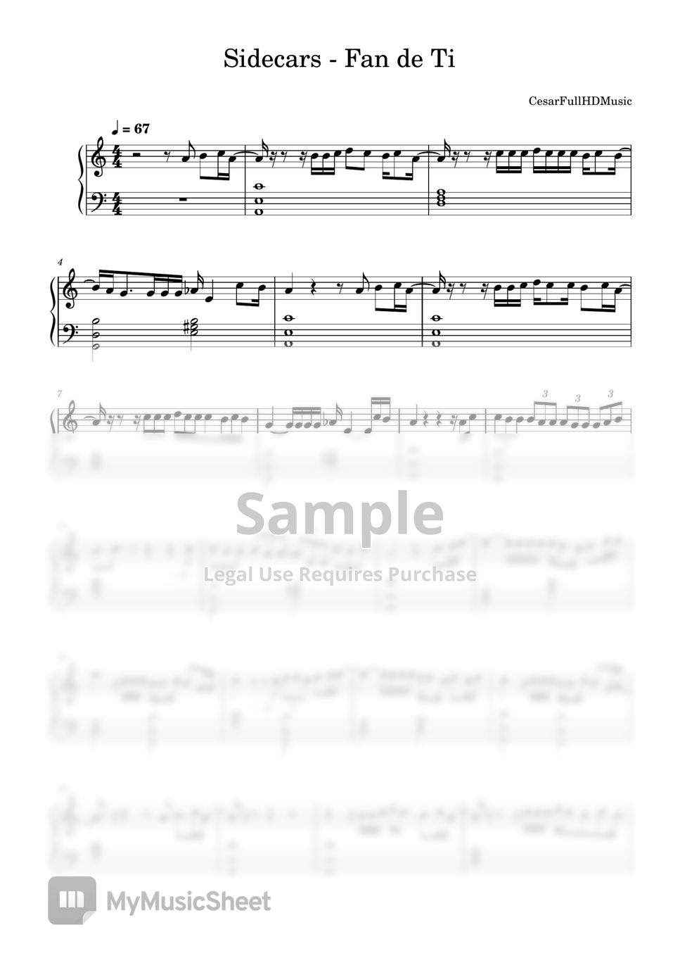 Sidecars - Fan de Ti Sheet Music