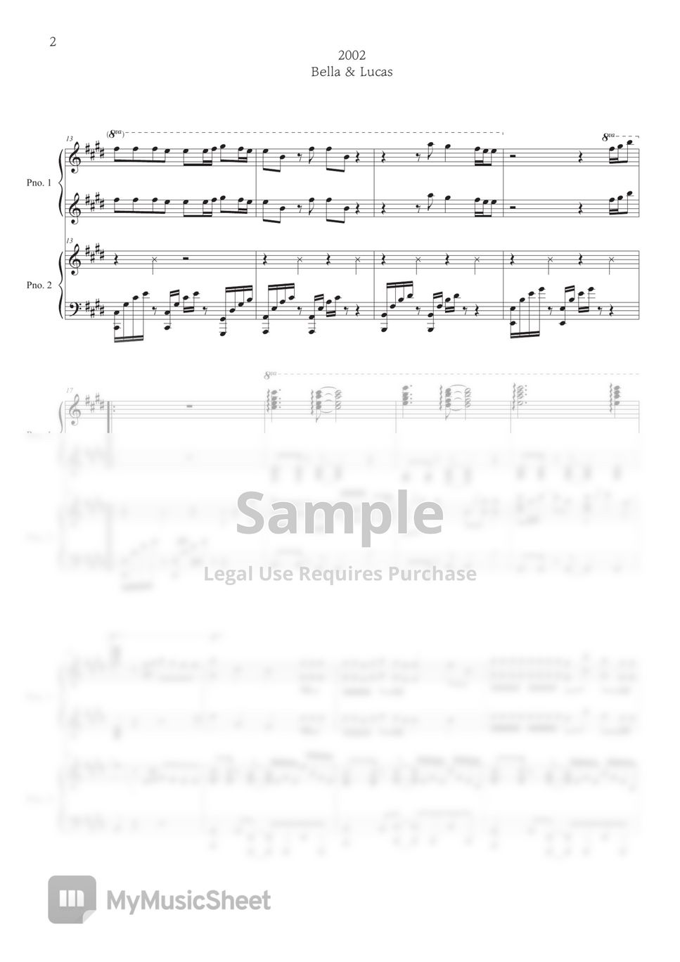 Anne Marie (4hands piano) - 2002 Sheets by BELLA&LUCAS