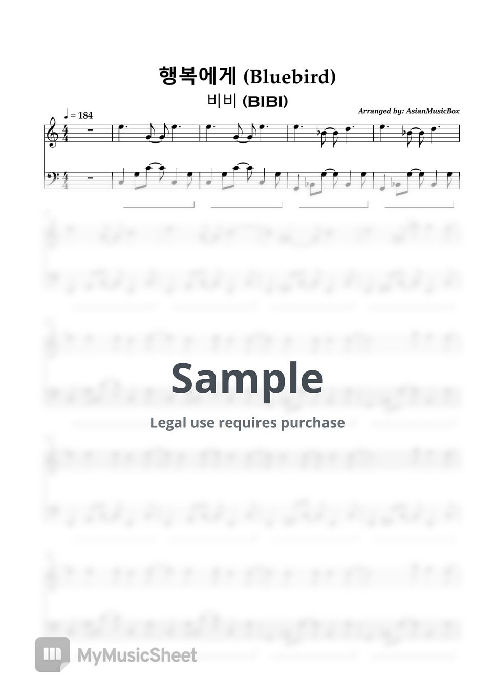 비비 (BIBI) - 행복에게 (Bluebird) Sheets by AsianMusicBox