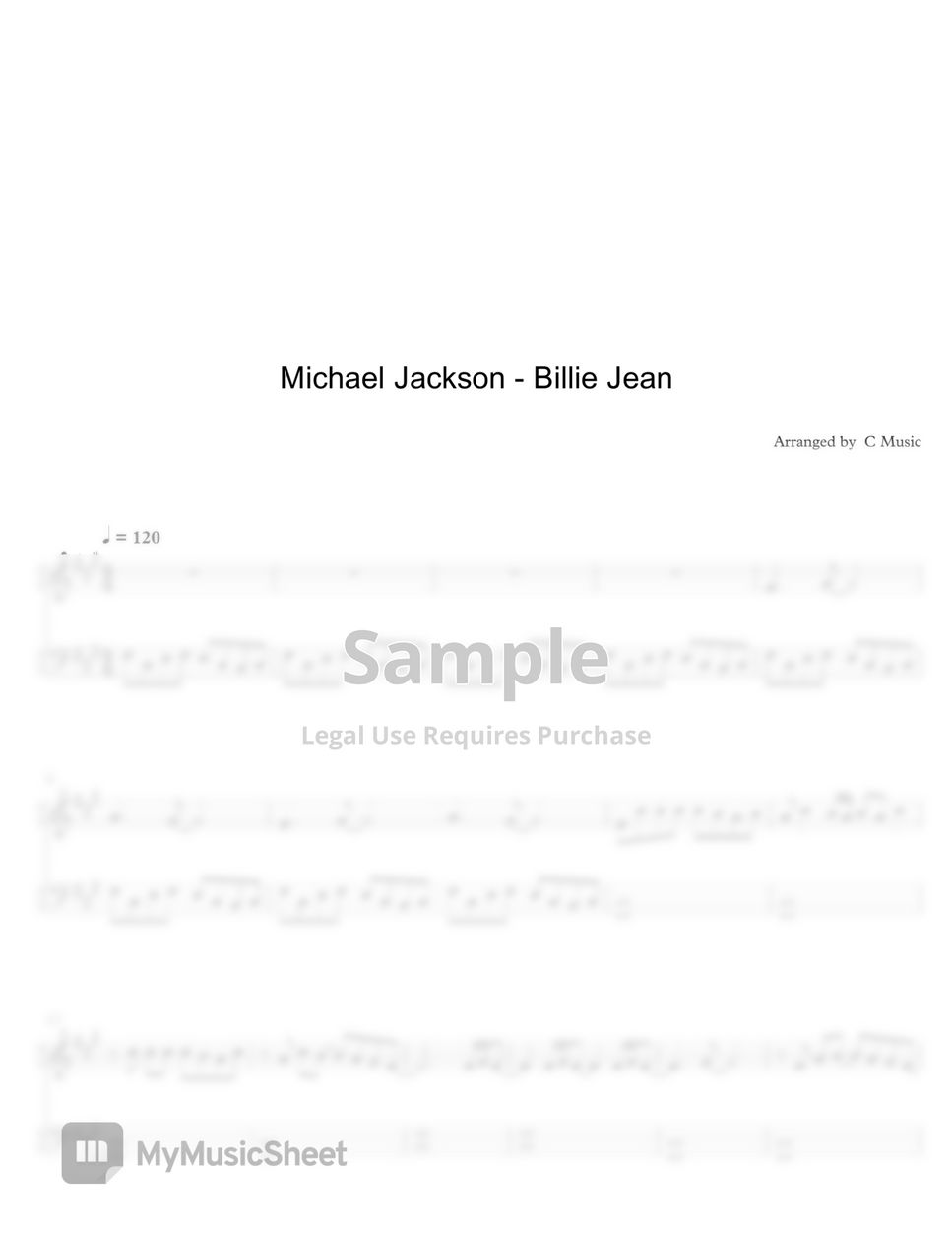Michael Jackson - Billie Jean 악보 by C Music