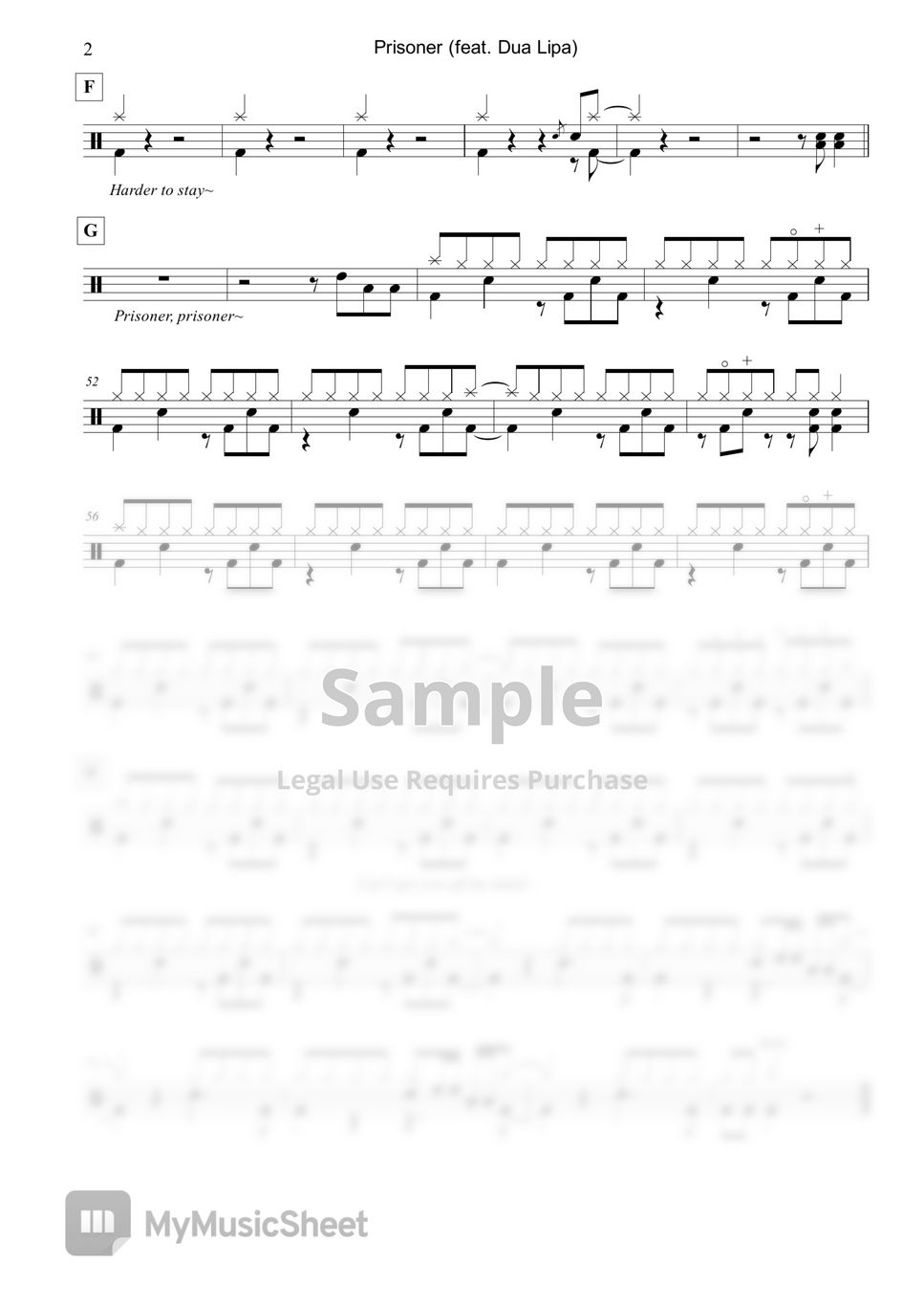 Miley Cyrus ft. Dua Lipa - Prisoner Sheets by Raymond Goh